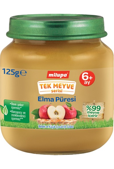 Milupa Elma Püresi Kavanoz 125 g 6+ Ay