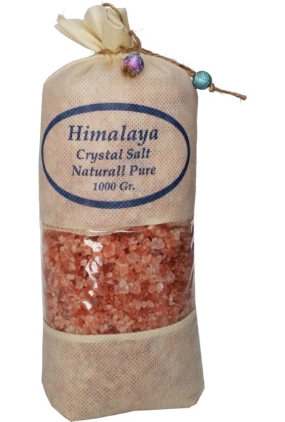 Himalaya İthal Himalaya Tuzu Granül İri Tane Pembe - 1 Kg. Orjinal Bez Torba