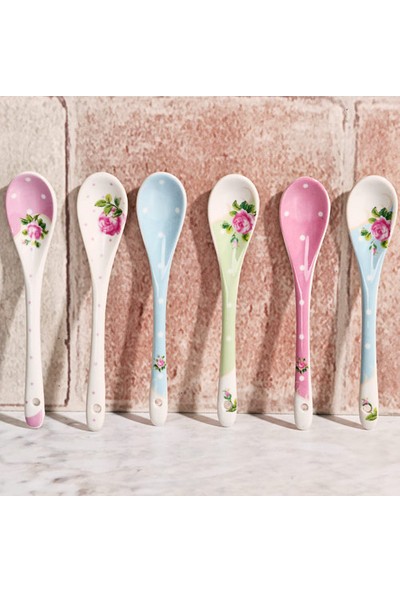Kosova Porselen Dekorlu 6'lı Çay Kaşığı