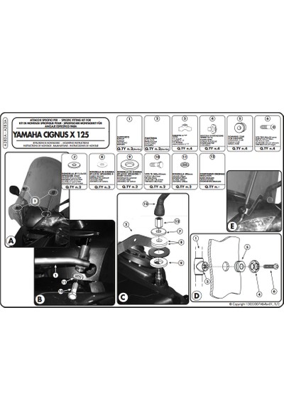 Gıvı A283a Yamaha Cıgnus X125 Rüzgar Siperlik Bağlantısı Gıvı A283a Yamaha Cıgnus X125 Rüzgar Siperlik Bağlantısı