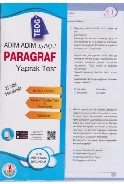 Adım Adım Işıklı Teog Paragraf Yaprak Test Adım Adım Işıklı Teog Paragraf Yaprak Test