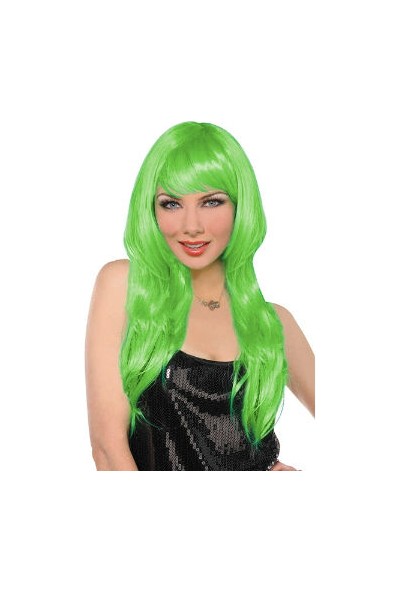 Toptancı Kapında Uzun Peruk Saç - Yeşil Toptancı Kapında Uzun Peruk Saç - Yeşil