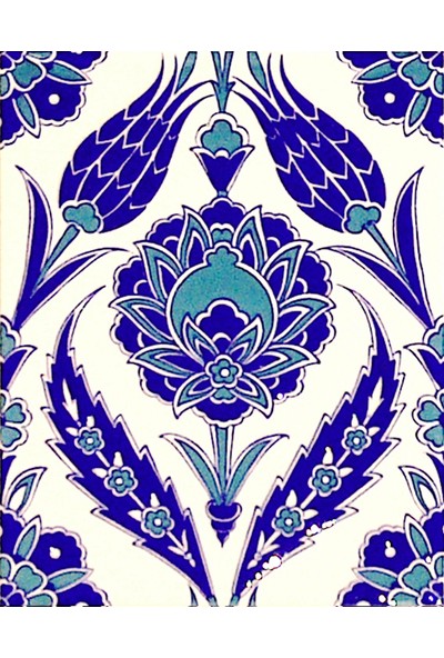 Armada Çini 20x25 Cm Ac 308 Mavi Beyaz Lale desen Kütahya Çini Karo
