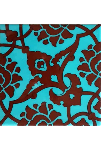 Armada Çini 20x20 Cm SP 83 Turkuaz Kahve Kütahya Çini Seramik Karo Armada Çini 20x20 Cm SP 83 Turkuaz Kahve Kütahya Çini Seramik Karo