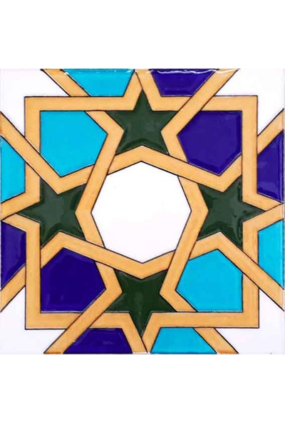 Armada Çini 20X20 Cm Sp 86 Tunus Kütahya Cami Çinisi Geometrik Desenli Seramik Çini Karo Armada Çini 20X20 Cm Sp 86 Tunus Kütahya Cami Çinisi Geometrik Desenli Seramik Çini Karo