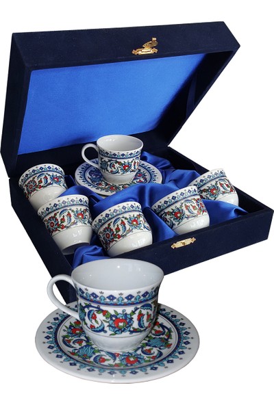 Armada Çini Topkapı Porselen Fincan Takımı Kadife Kutulu