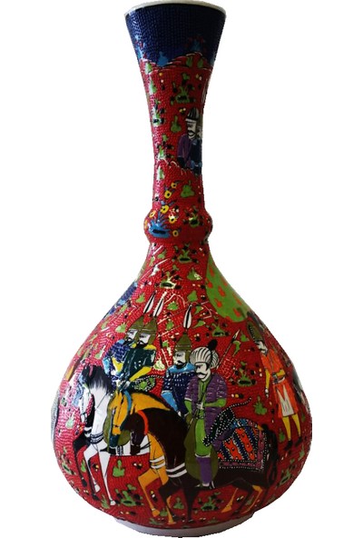 Armada Çini Osmanlı Minyatür 50 Cm Gözyaşı Çini Vazo Kütahya Çini Sanatı