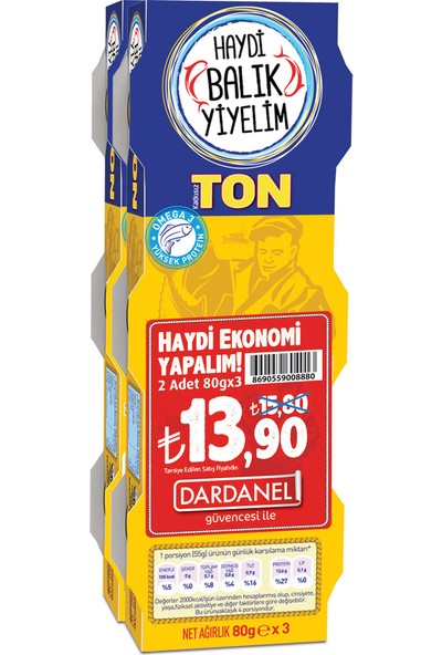 Dardanel 80 x 6 Haydi Balık Yiyelim Bitkisel Yağlı Ton Balığı