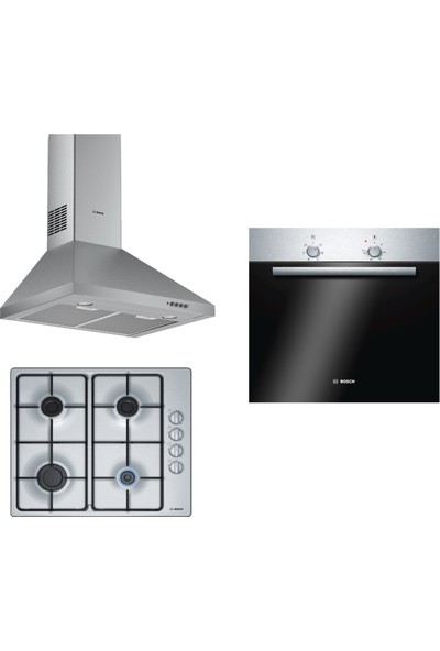 Bosch Eco 3lü Ankastre Set (Bosch HBF 010BR1 T Fırın Bosch PBP6C5B80L Inox Ocak Bosch DWP64CC50T 60cm Davlumbaz) Bosch Eco 3lü Ankastre Set (Bosch HBF 010BR1 T Fırın Bosch PBP6C5B80L Inox Ocak Bosch DWP64CC50T 60cm Davlumbaz)