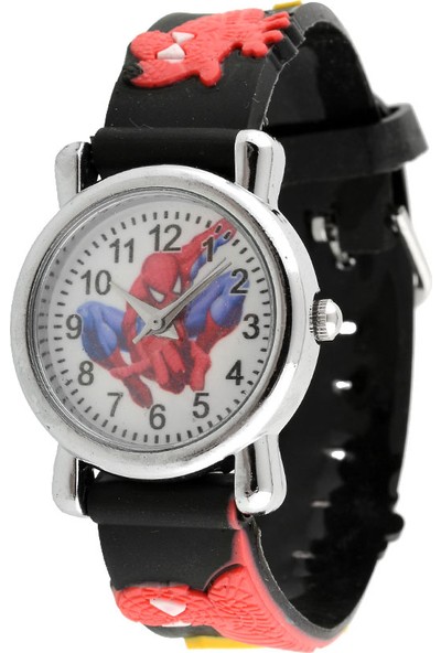 Spiderman Örümcek Adam Spıderman Kuvars Çocuk Saati Siyah