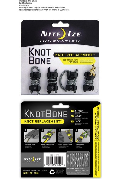 Nite-İze Knotbone No3 4Pack Wıth Cord Nite-İze Knotbone No3 4Pack Wıth Cord