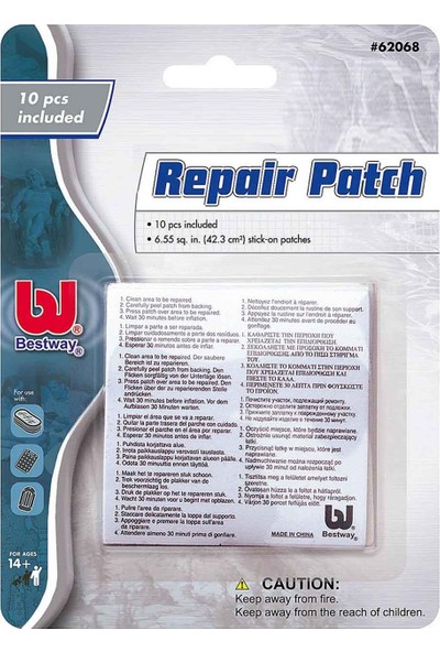 Bestway 62021 Repair Patch Şişme Ürünler İçin Tamir Bandı 10lu Paket