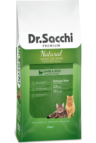 Dr. Sacchi Premium Natural Lamb & Rice Yetişkin Kedi Maması 15 Kg Dr. Sacchi Premium Natural Lamb & Rice Yetişkin Kedi Maması 15 Kg
