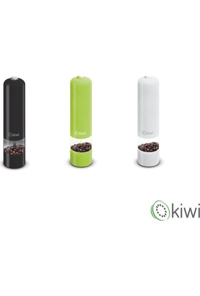 Kiwi Pilli Karabiber ve Tuz Değirmeni - Beyaz Kiwi Pilli Karabiber ve Tuz Değirmeni - Beyaz