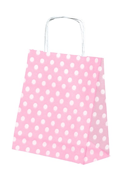 Kullanatmarket Pembe Puantiyeli Küçük Kraft Çanta