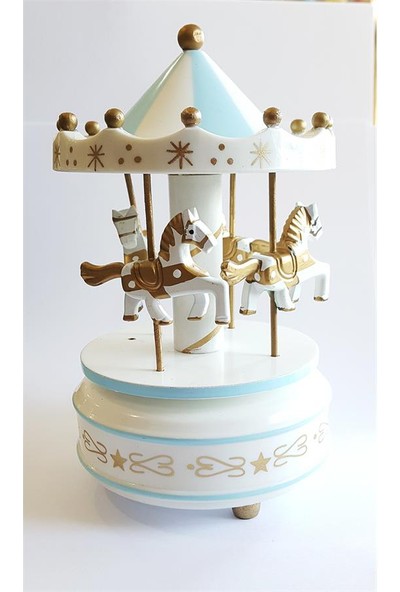 Köstebek Beyaz-Turkuaz Atlı Karınca Carousel Müzikli