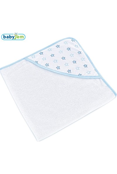Baby Jem Bebek Banyo Havlu Keseli Mavi Yıldız