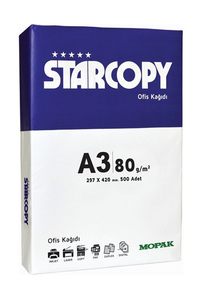 StarCopy A3 80 Gr/m² Fotokopi Kağıdı (5'li Paket / Koli)