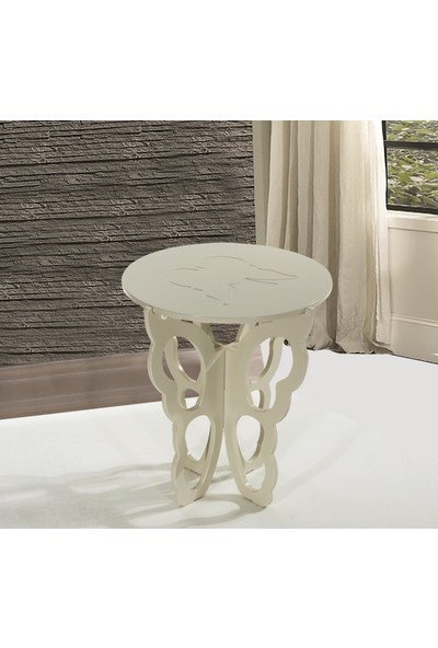 Gadahome Kelebek Fiskos Sehpa Krem