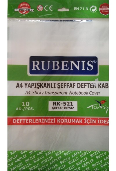 Rubenis Hazır Defter Kabı 10 Lu Şeffaf Beyaz A4 Yapışkanlı