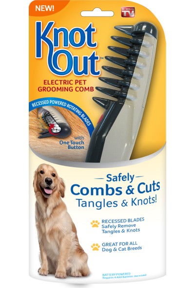 Knot Out Kedi ve Köpek İçin Pilli Döner Jiletli Kıtık Açıcı Tarak Knot Out Kedi ve Köpek İçin Pilli Döner Jiletli Kıtık Açıcı Tarak