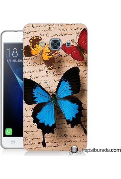 Teknomeg Samsung Galaxy J3 Pro Kapak Kılıf Kelebek Baskılı Silikon