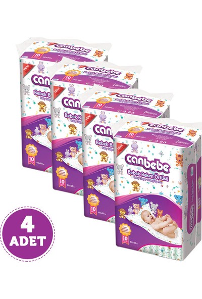 Canbebe Bebek Bakım Örtüsü 60 x 60 Cm - 4 Adet Canbebe Bebek Bakım Örtüsü 60 x 60 Cm - 4 Adet