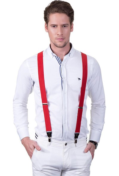 Tudors Kırmızı Düz Erkek Pantolon Askısı