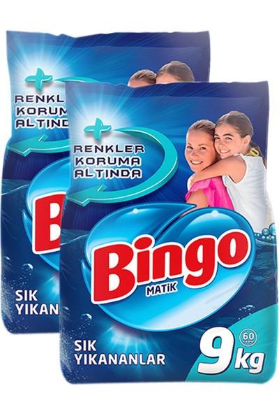 Bingo Matik Sık Yıkanan Çamaşırlara Özel 9 kg x 2 Adet