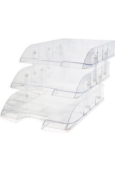 Kraff 829G Evrak Rafı 3 Kat Raylı Şeffaf