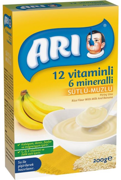 Arı Mama Sütlü Muzlu Pirinç Unu 200 gr Arı Mama Sütlü Muzlu Pirinç Unu 200 gr