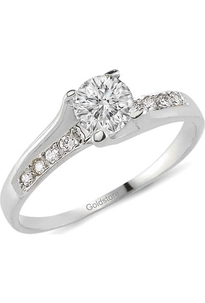 Goldstore 14 Ayar Altın Tek Taş Yüzük Grs11453 6