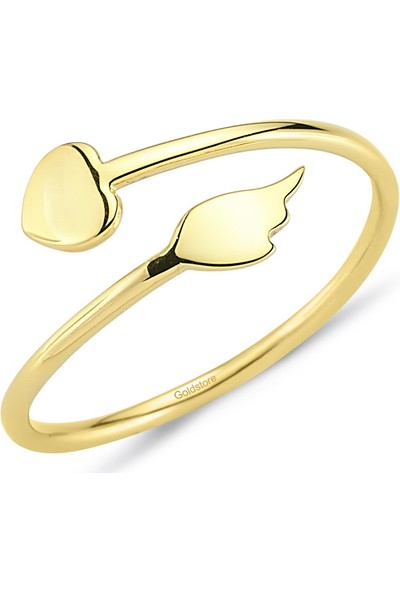 Goldstore 14 Ayar Altın Kanatlı Kalbim Yüzük Grf40221 18