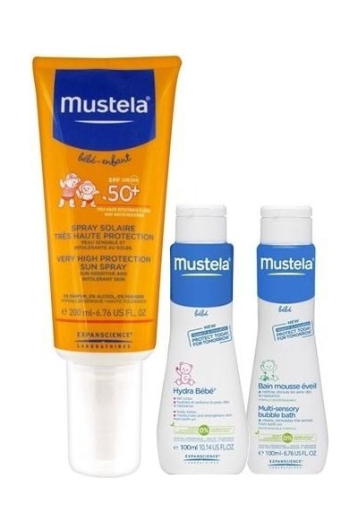 Mustela Protection Sprey SPF 50+ 200 ml Çok Yüksek Faktörlü Güneş Kremi + Şampuan ve Losyon Mustela Protection Sprey SPF 50+ 200 ml Çok Yüksek Faktörlü Güneş Kremi + Şampuan ve Losyon