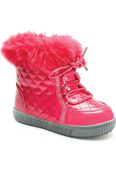 Vicco Kürklü Bağlı Kız Kar Botu Fuşya