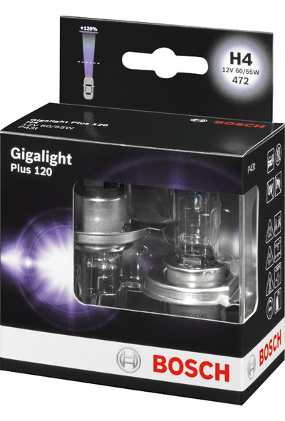 Bosch H4 Gigalight Plus 120 Ampul Seti Bosch H4 Gigalight Plus 120 Ampul Seti