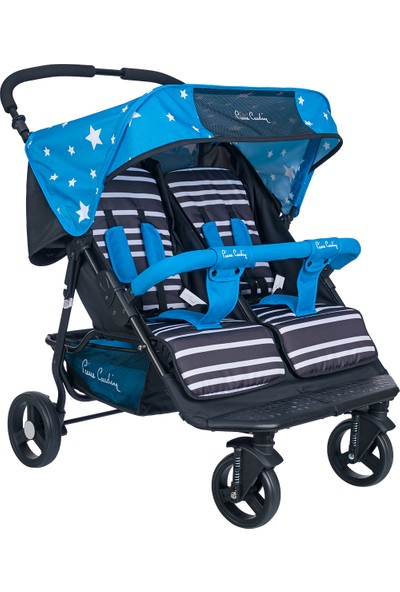 Pierre Cardin PC507 Ivo İkiz Bebek Arabası Mavi