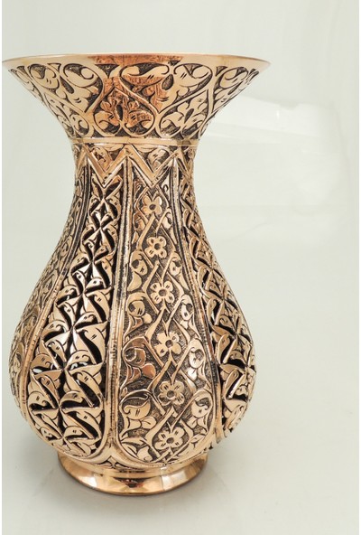 Bakır Ajur ve Keski İşlemesi Vazo