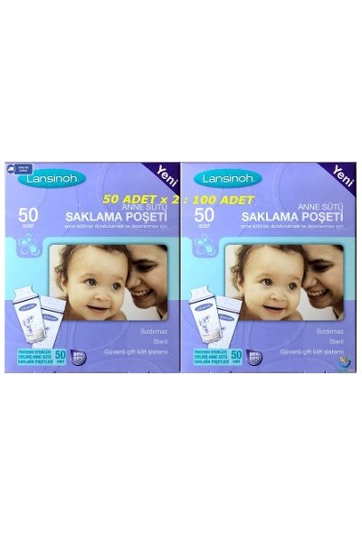 Lansinoh Anne Sütü Saklama Poşeti 50'li Paket x 2