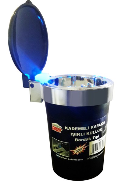 Autokit Kademeli Kapaklı Işıklı Küllük
