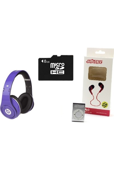 Subzero MP3 Player + 8 GB Hafıza Kartı + Subzero Lila Kulaklık
