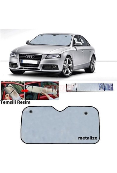 Carub Güneşlik Perde Ön Cam Metalize Nikel