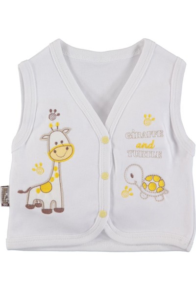 Minikel Penye Yelek 12-24 Ay Beyaz-Sarı Minikel Penye Yelek 12-24 Ay Beyaz-Sarı