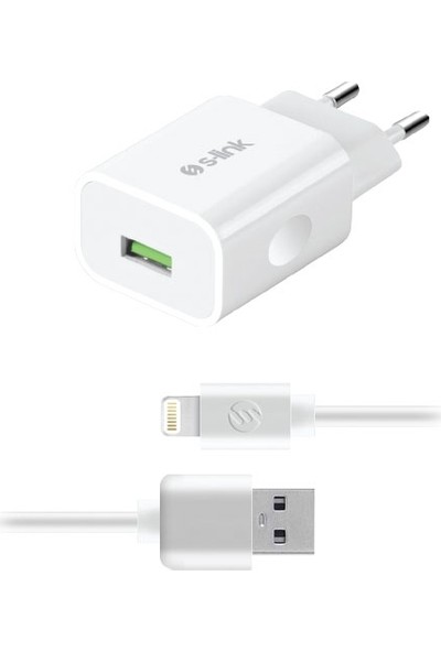 S-link IP-EC16B 1A Beyaz Ev Sarj Cihazi ve 1.3A Lightning Data + Sarj Kablosu S-link IP-EC16B 1A Beyaz Ev Sarj Cihazi ve 1.3A Lightning Data + Sarj Kablosu