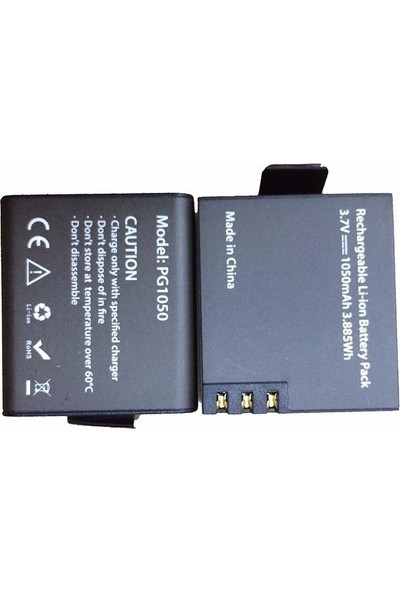 Eken H9R H9 W9 Çift Batarya PG1050 1050 mAh Yedek Pil Seti Eken H9R H9 W9 Çift Batarya PG1050 1050 mAh Yedek Pil Seti