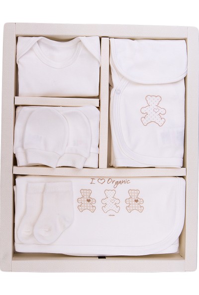 KitiKate Organik 10 lu Hastane Çıkışı Zıbın Seti - Ekru