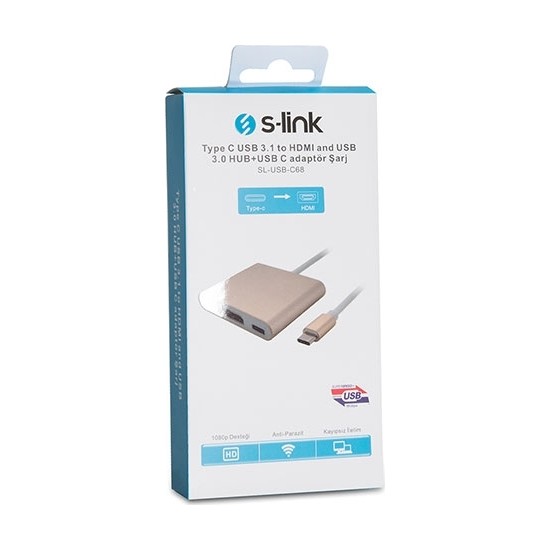 S-link SL-USB-C68 Type-C to HDMI+usb3.0+pd Kablo Fiyatı