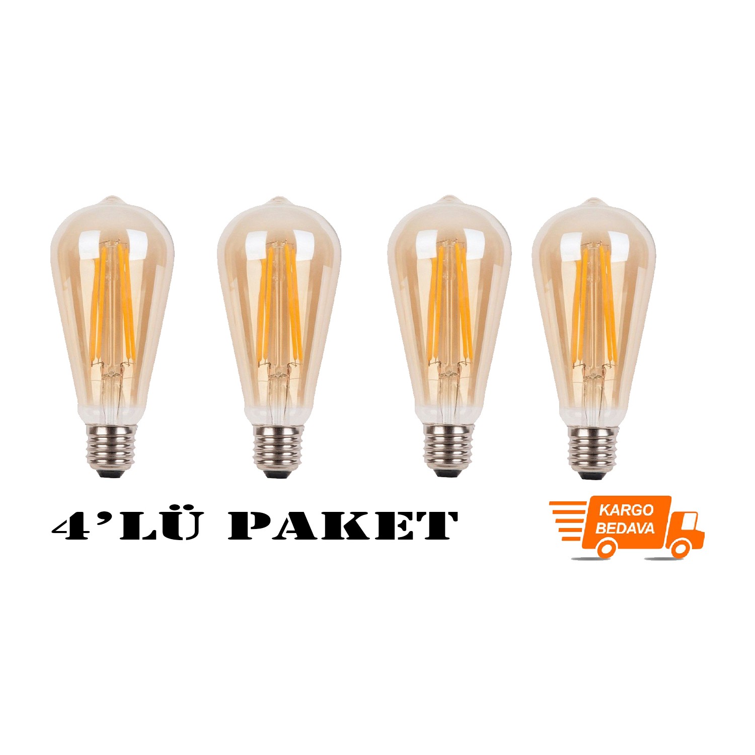 Cata CT-4284 6W E27 Amber Rustik LED Ampul 4'lü Paket Fiyatı