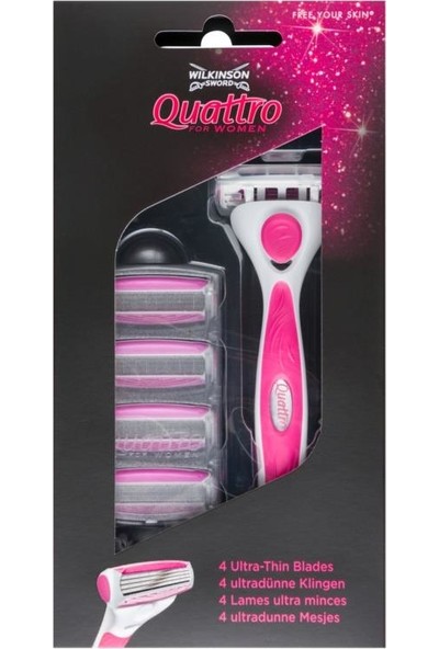Wilkinson Sword Quattro Kadın Avantaj Paketi ( 5'li Yedek + Sap ) Wilkinson Sword Quattro Kadın Avantaj Paketi ( 5'li Yedek + Sap )