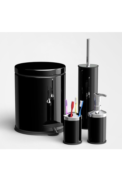 Softy 4'lü Siyah Çöp Kovası Seti